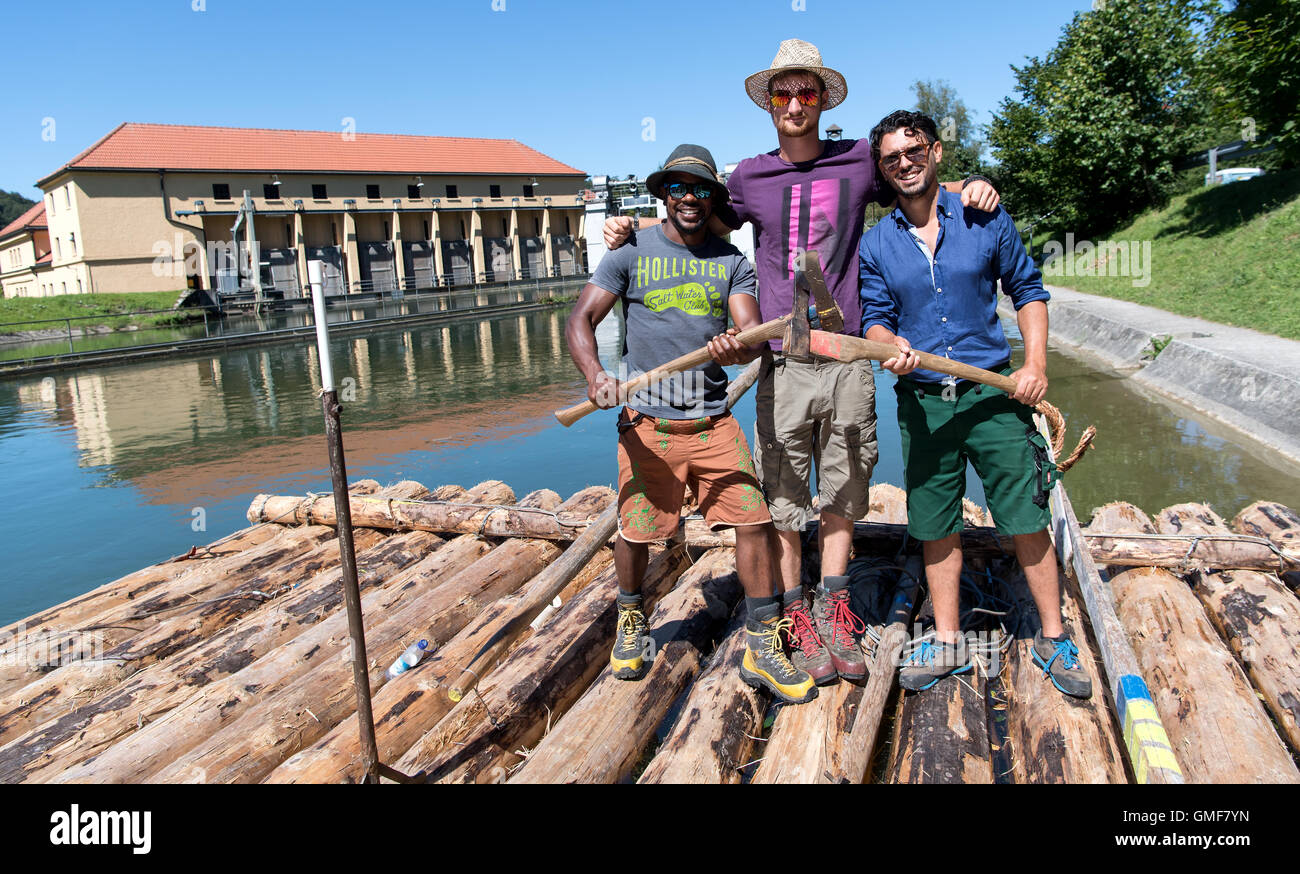 Rafters Jason Charles (L-R), Patrick Weidner and Michele Scollo stand ...