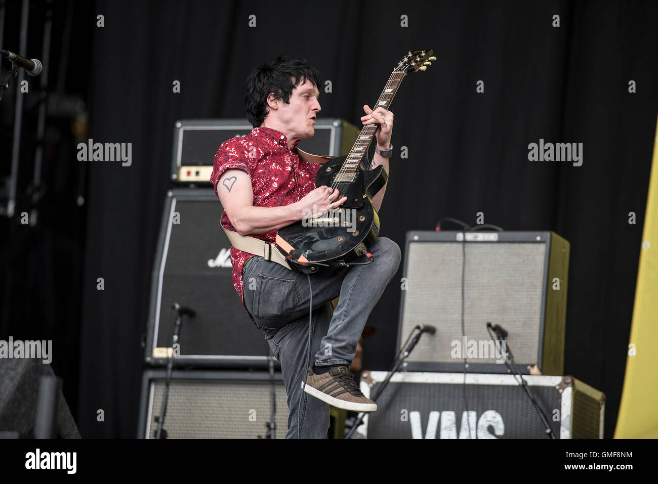 Leeds, UK. 26th August 2016. Ally Dickaty, Danny Dolan and Matt Rose of ...