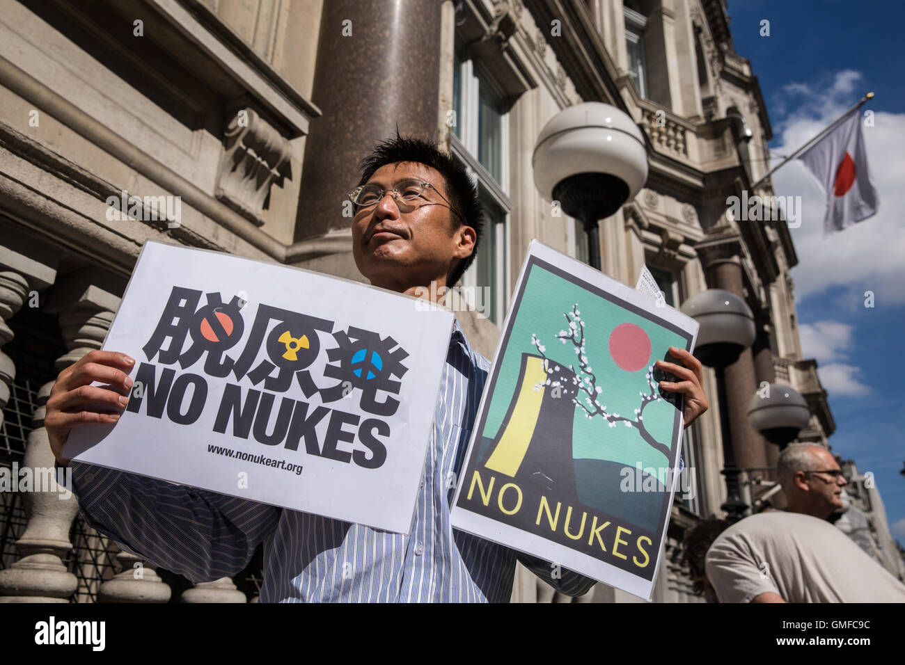 London, UK. 26th Aug, 2016. A small group of anti-nuclear activists ...
