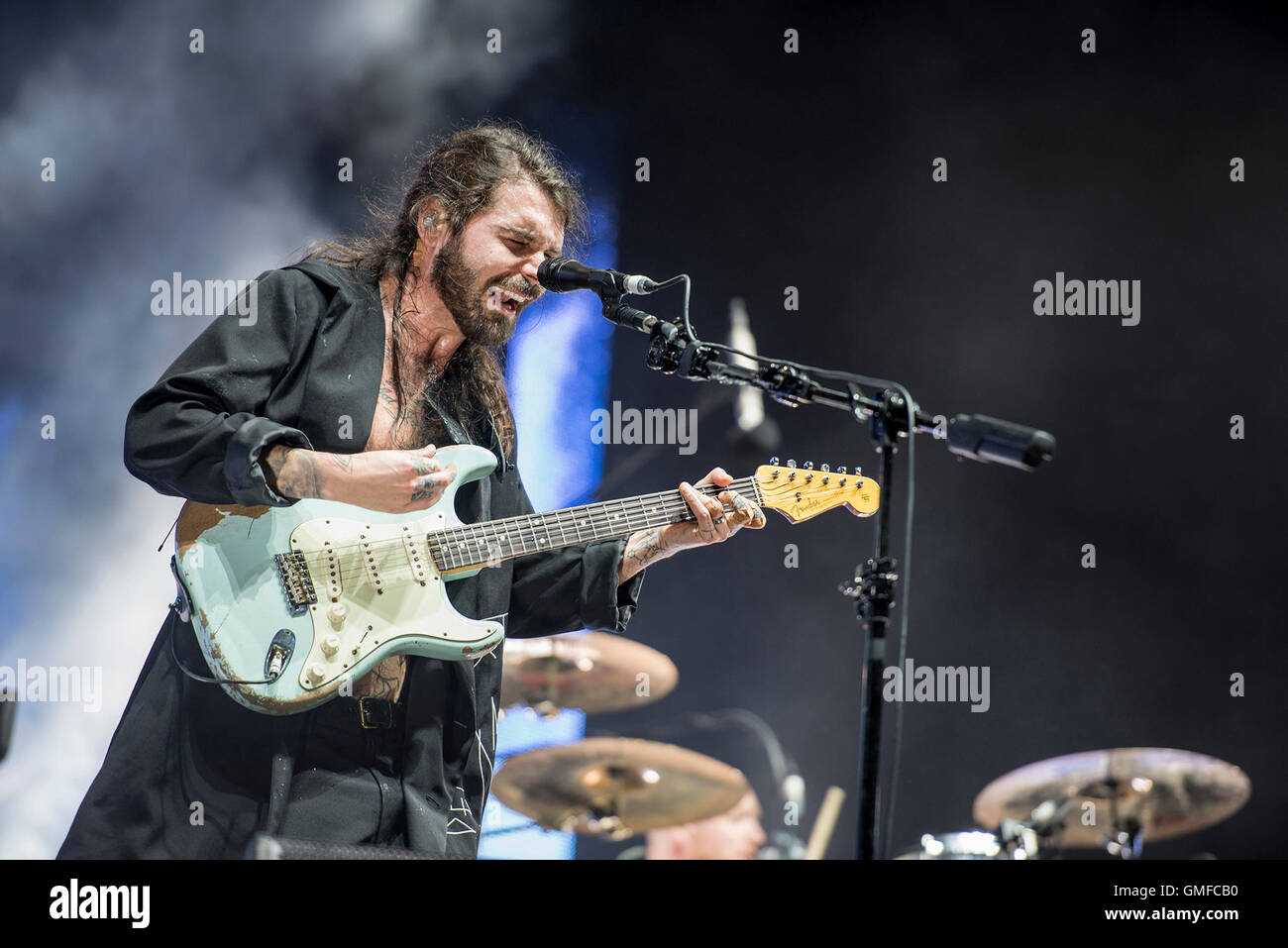 Leeds, UK. 26th August 2016. Simon Neil, Ben Johnston and James ...