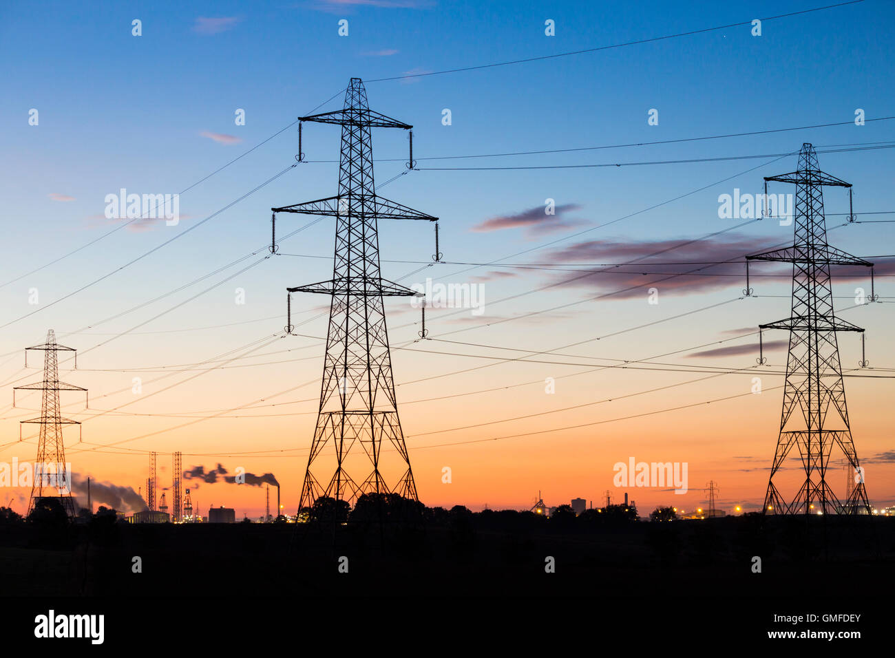 National Grid electricty pylons/power lines in UK countryside at ...