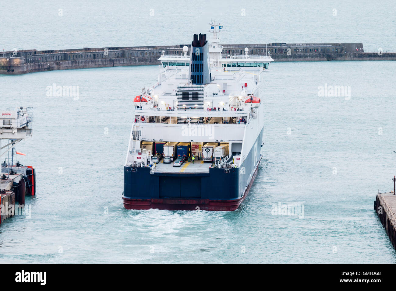 DFDS ship, Car Ferry, departing from Dover cross channel Ferry terminal ...