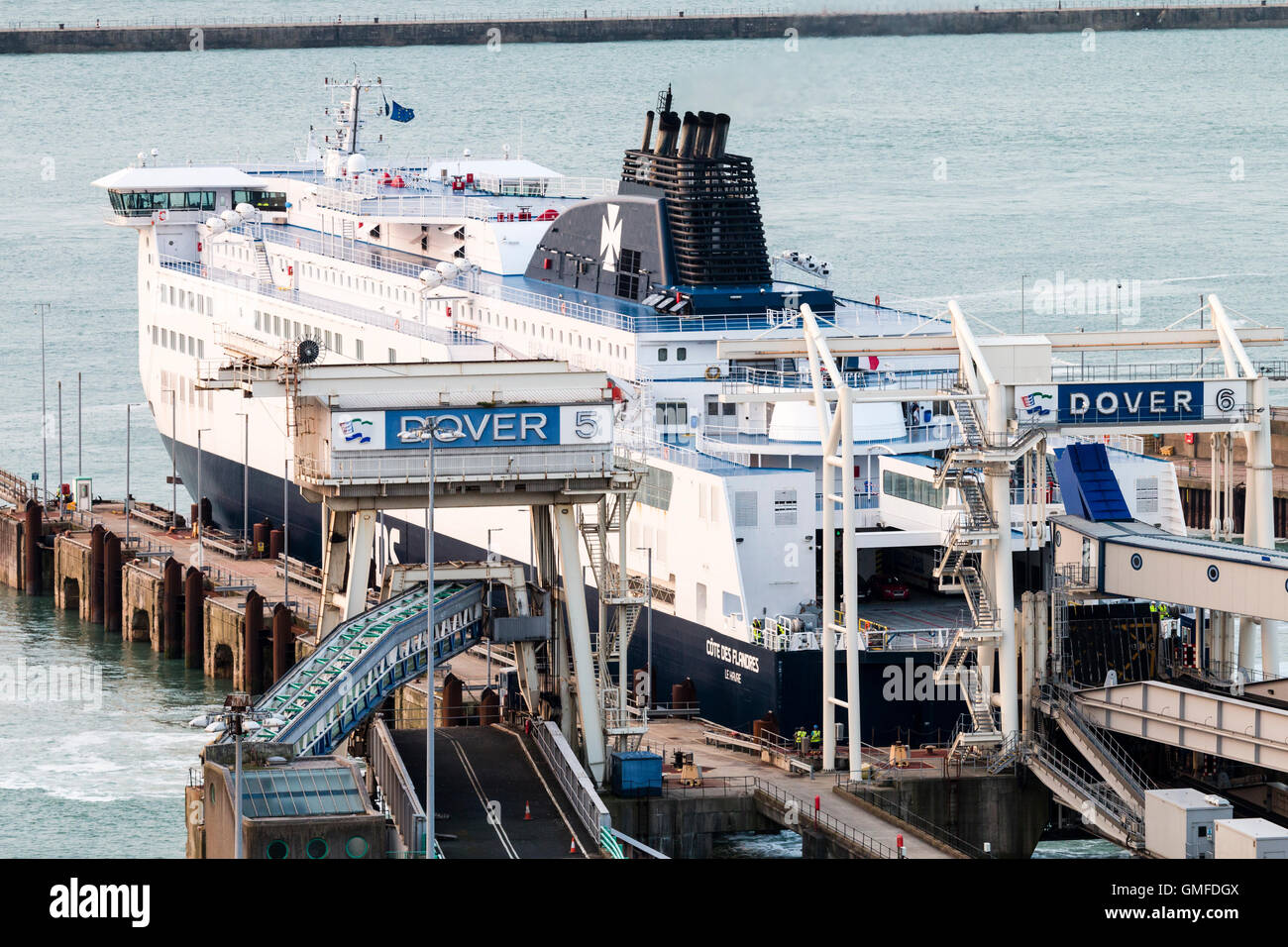 England, Dover, port. French Car Ferry, Cote Des Flanders, docking at ...