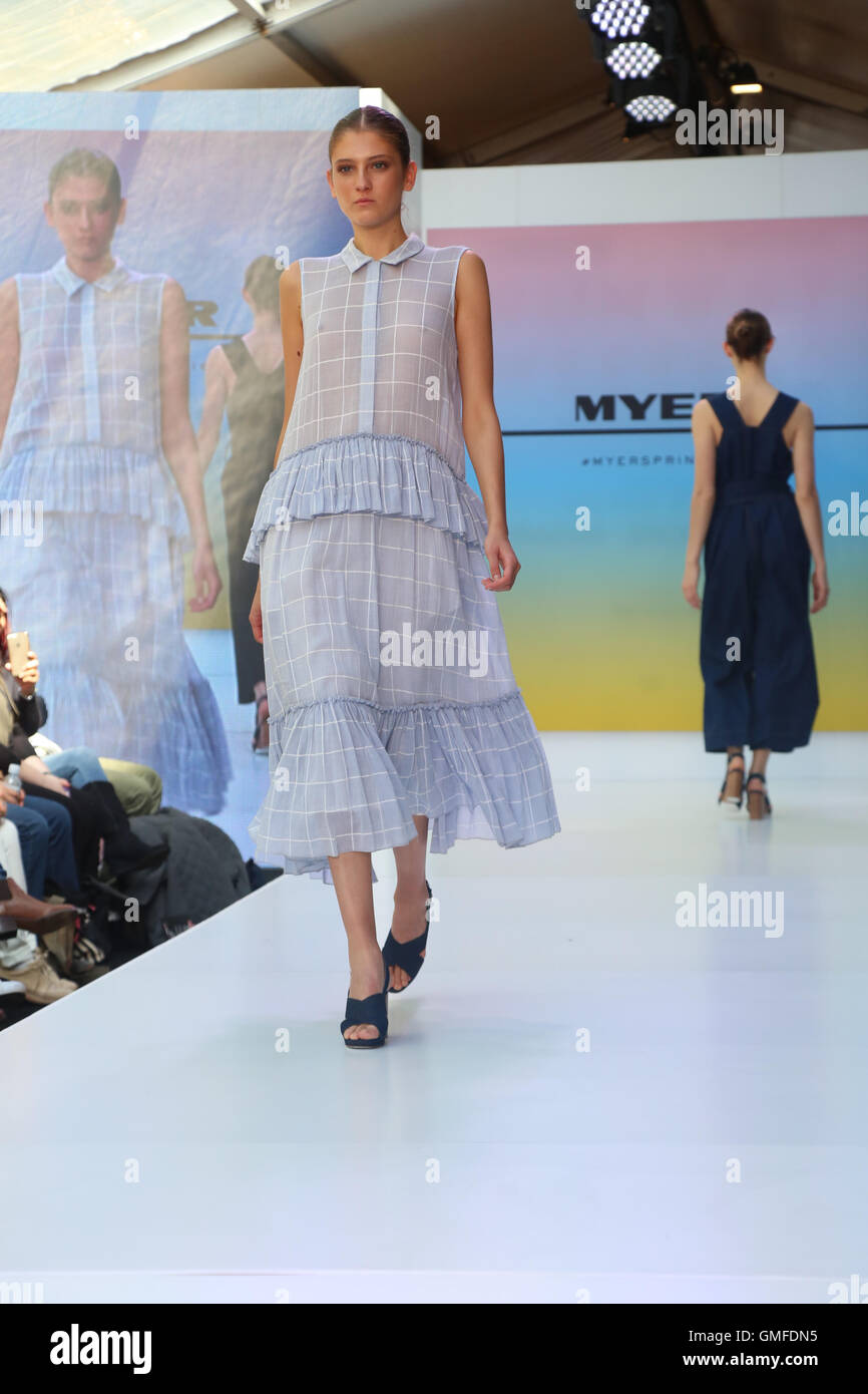 Sydney, Australia. 27th Aug, 2016. Models showcase designs at the Myer ...