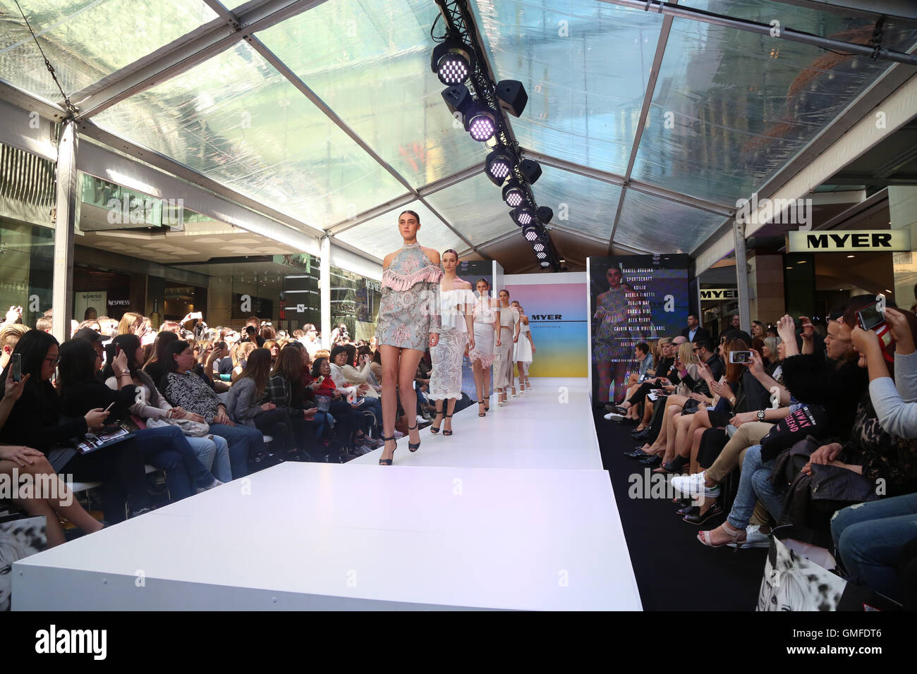 Sydney, Australia. 27th Aug, 2016. Models showcase designs at the Myer ...