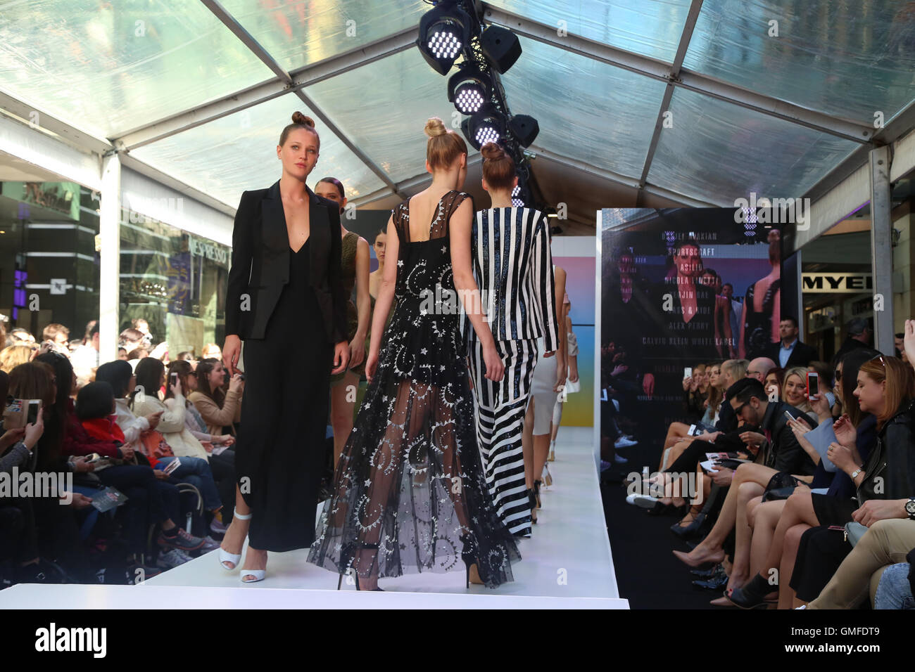 Sydney, Australia. 27th Aug, 2016. Models showcase designs at the Myer ...