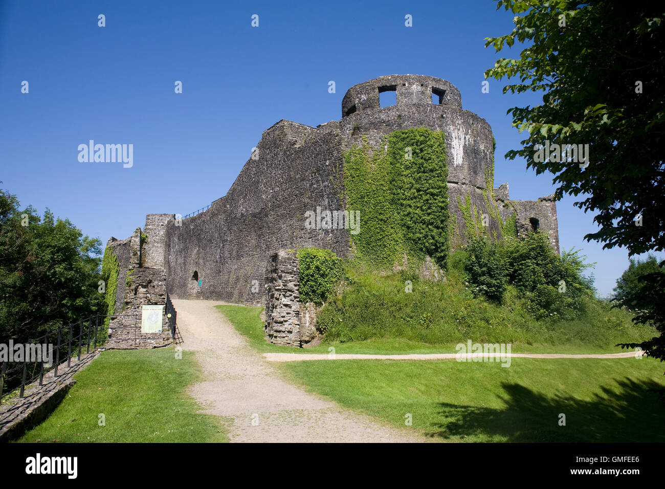 Dinefwr castle with its ivy covered wall Stock Photo - Alamy