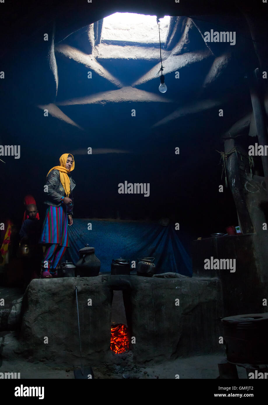 Afghan family inside their traditional pamiri house, Badakhshan ...