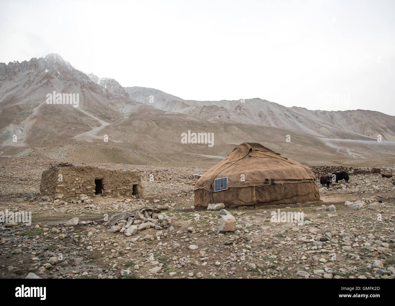 Wakhi yurt with a solar panel, Big pamir, Wakhan, Afghanistan Stock ...