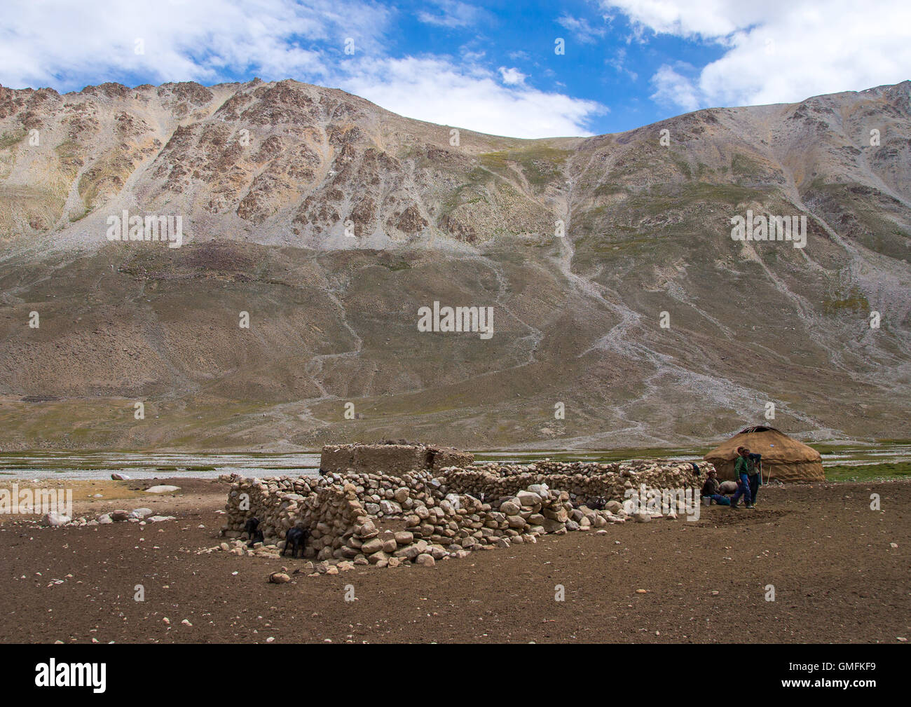 Wakhi village in the mountains, Big pamir, Wakhan, Afghanistan Stock ...