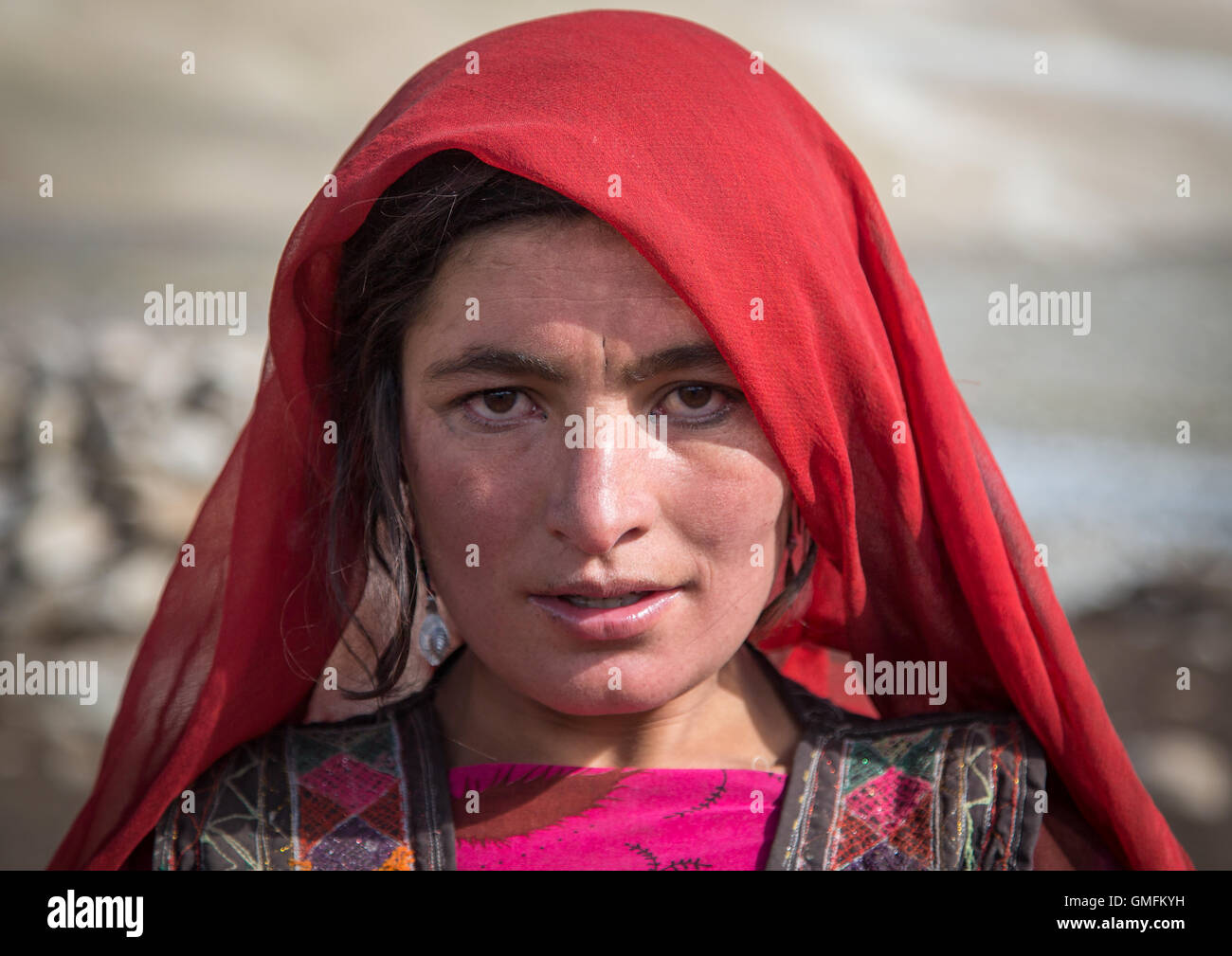 Portrait of a wakhi nomad woman, Big pamir, Wakhan, Afghanistan Stock ...