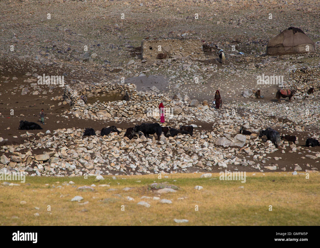 Wakhi village in the pamir mountains, Big pamir, Wakhan, Afghanistan ...