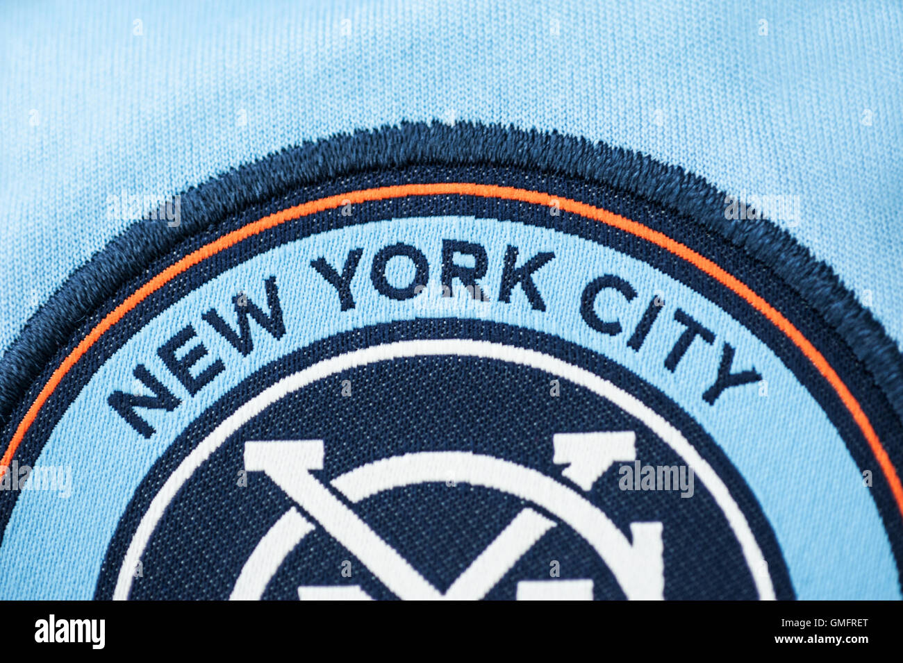 Close up of NYCFC Jersey. NYCFC Emblem Stock Photo - Alamy