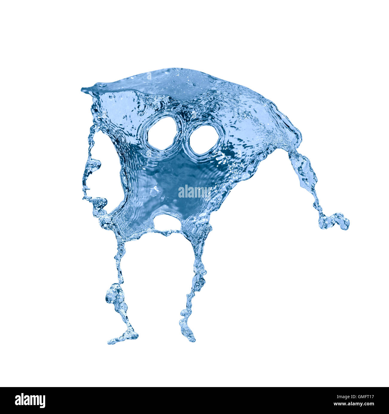 Funny man made from really water splash on white background. Isolated ...