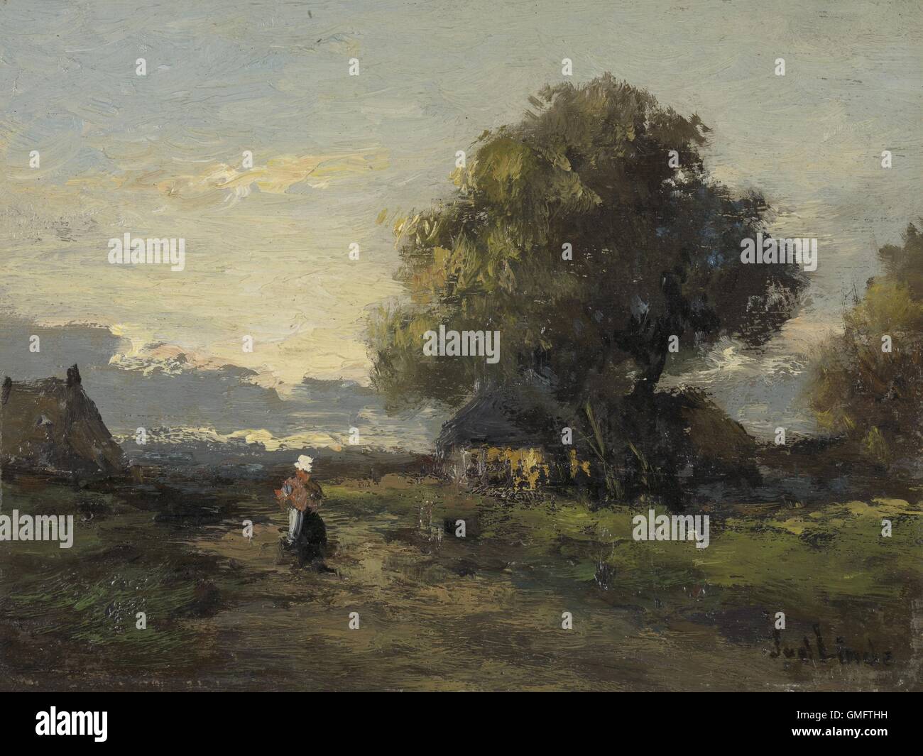 Landscape with Farmhouses, by Jan van der Linde, c. 1905-45, Dutch ...