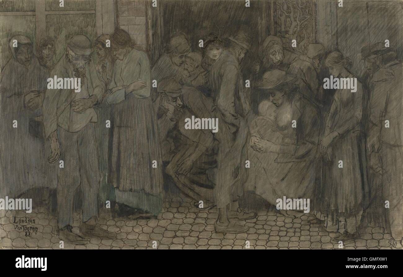 Street Scene in London, by Jan Toorop, 1888, Dutch drawing, pen, ink ...