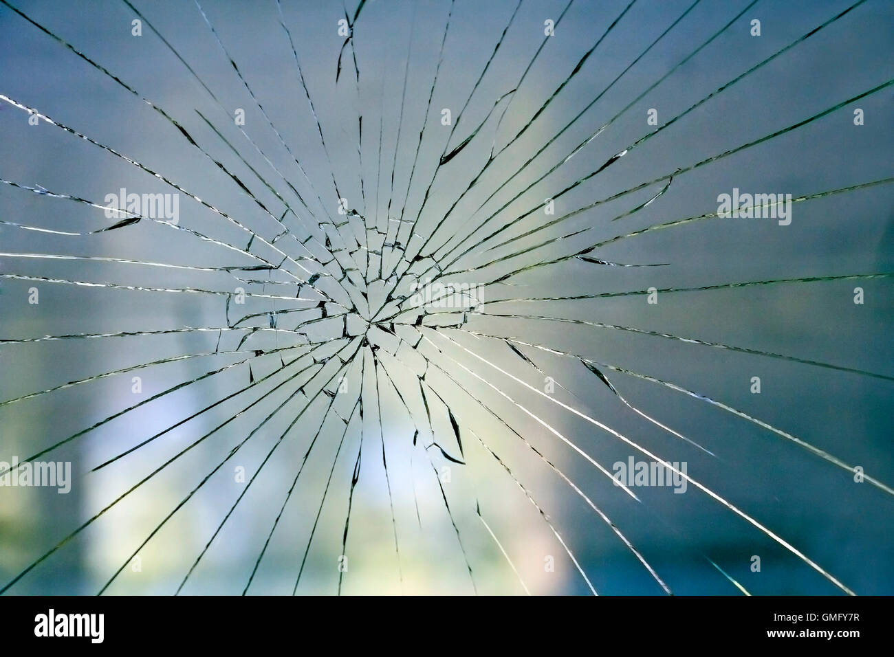 Broken glass on the window of the house, as background Stock Photo - Alamy