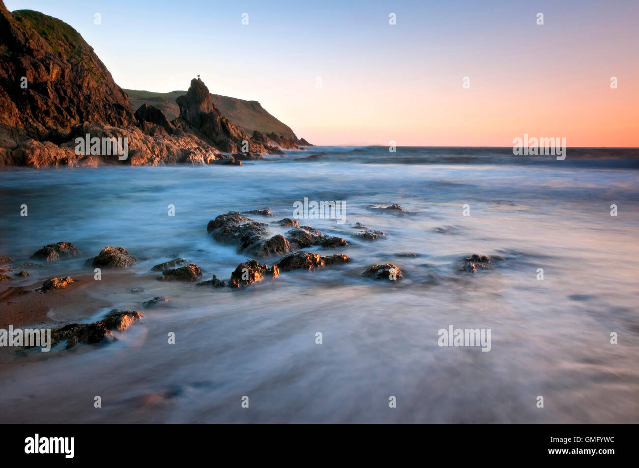 Sunset over Hope Cove in Devon Stock Photo - Alamy