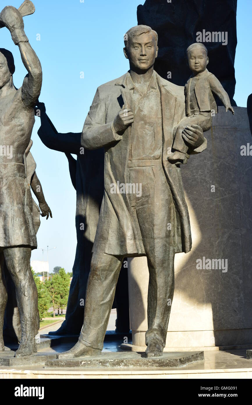 Sculptural group in the Independence Square in Astana, capital of ...