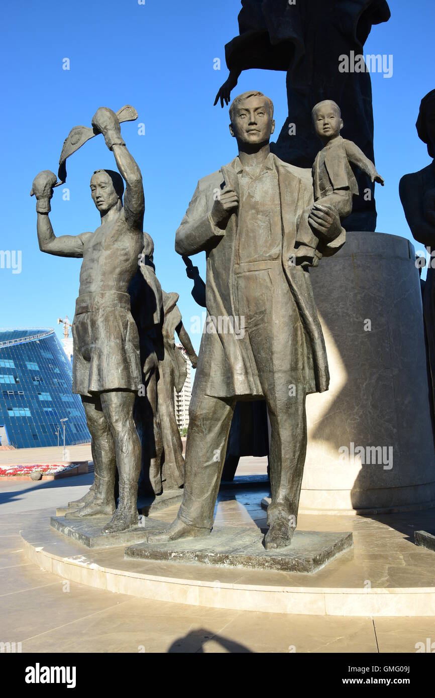 Sculptural group in the Independence Square in Astana, capital of ...