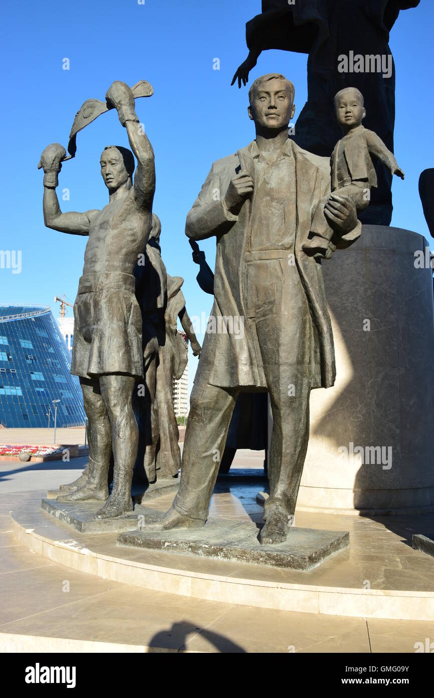 Sculptural group in the Independence Square in Astana, capital of ...