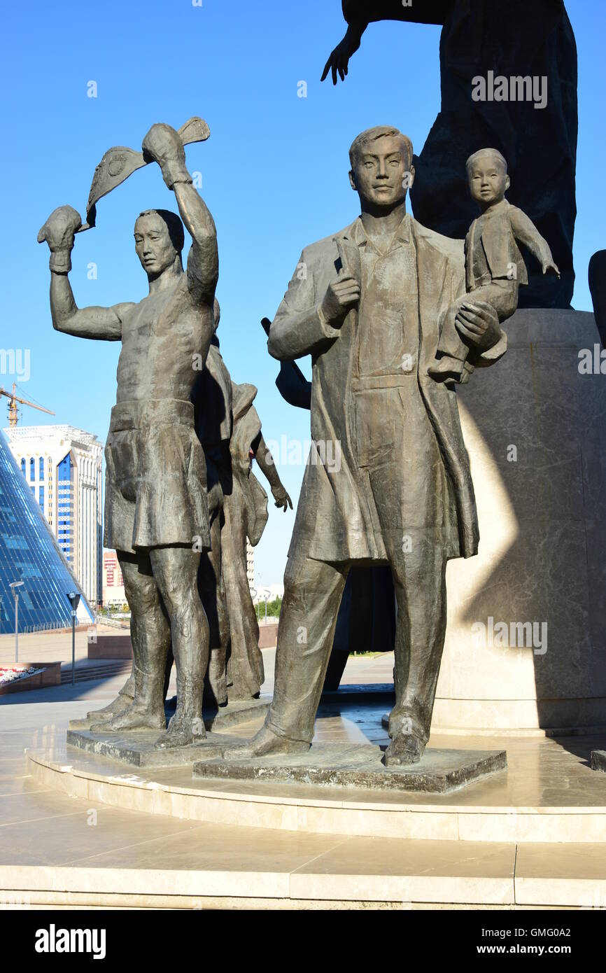 Sculptural group in the Independence Square in Astana, capital of ...