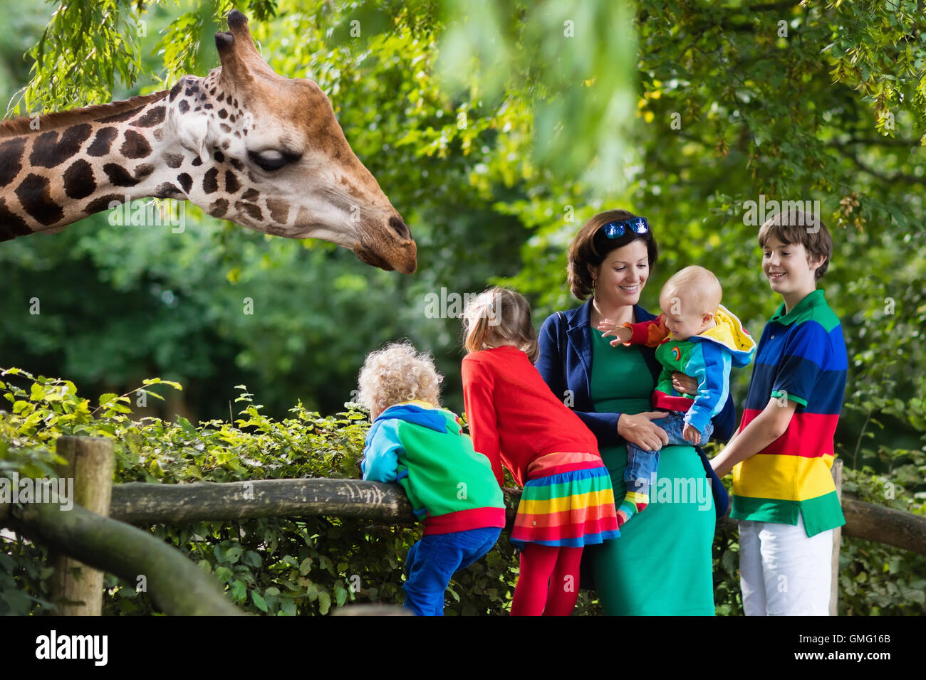 Mother and children, school student, little toddler boy, preschool girl ...