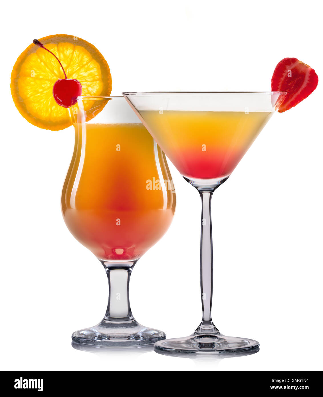 Orange cocktails with fruits isolated on white Stock Photo - Alamy