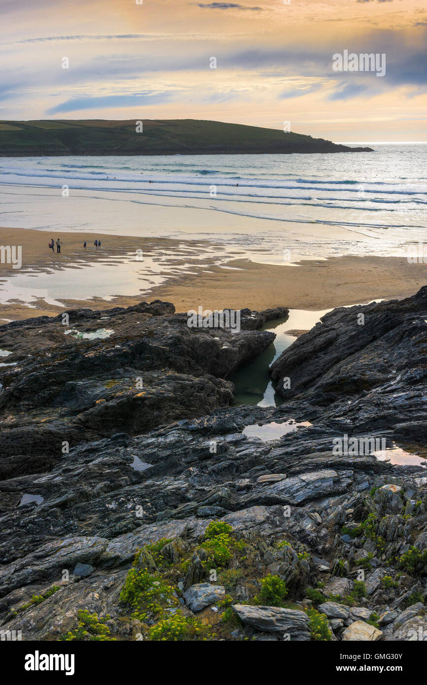 Incoming tide at Crantock Beach in Newquay, Cornwall Stock Photo - Alamy