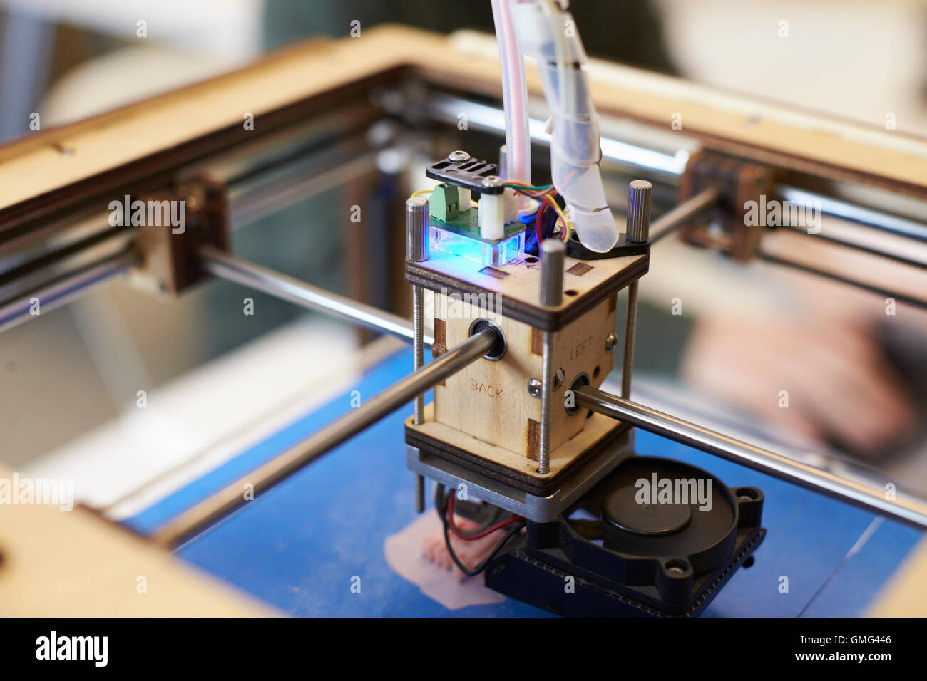 Close Up Of 3D Printer Operating In Design Studio Stock Photo - Alamy