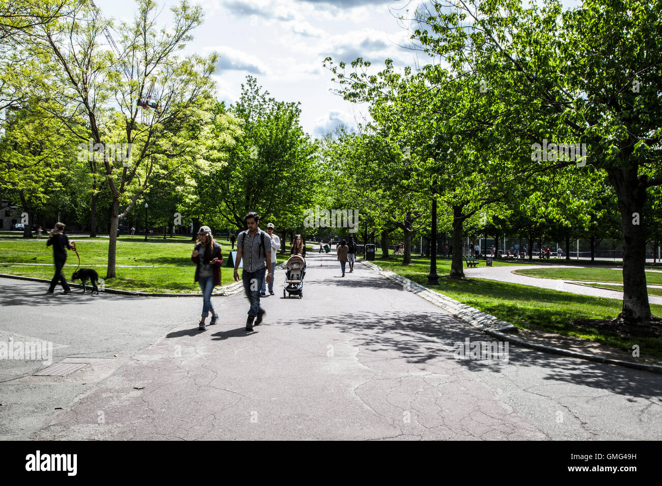 People walking in the Boston Common park Stock Photo - Alamy