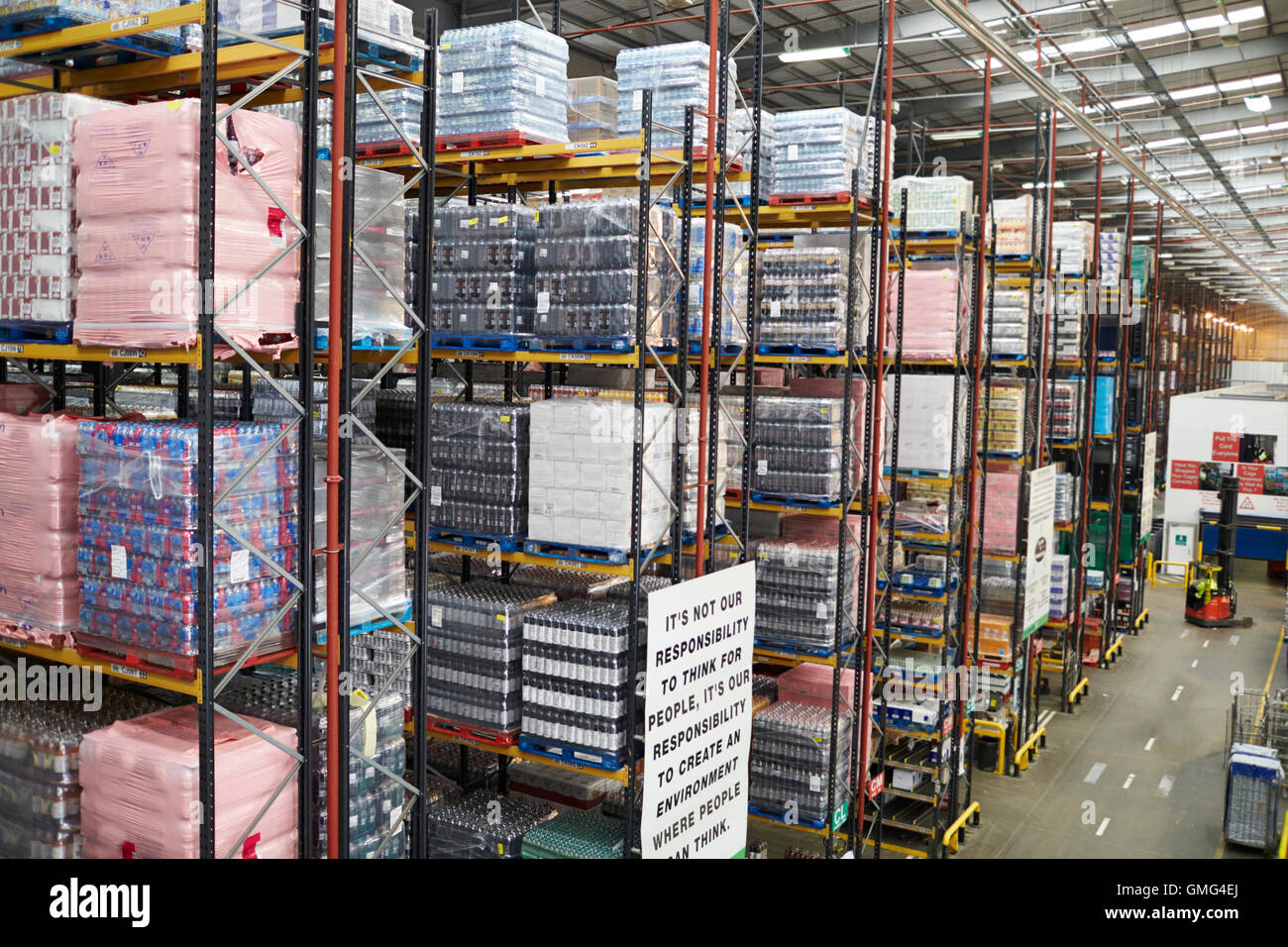 Stored goods in large distribution warehouse, elevated view Stock Photo ...