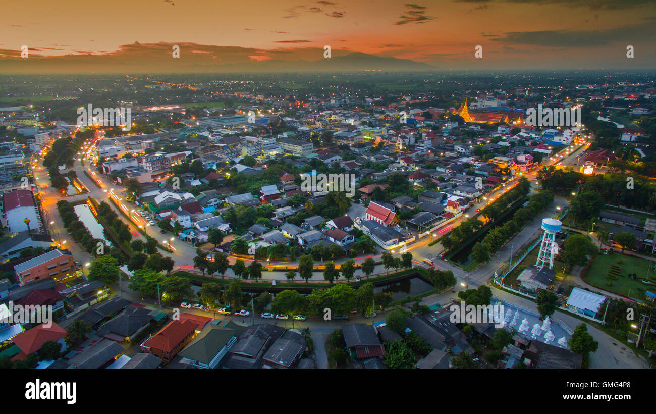 Aerial view of lamphun city,north in thailand Stock Photo - Alamy