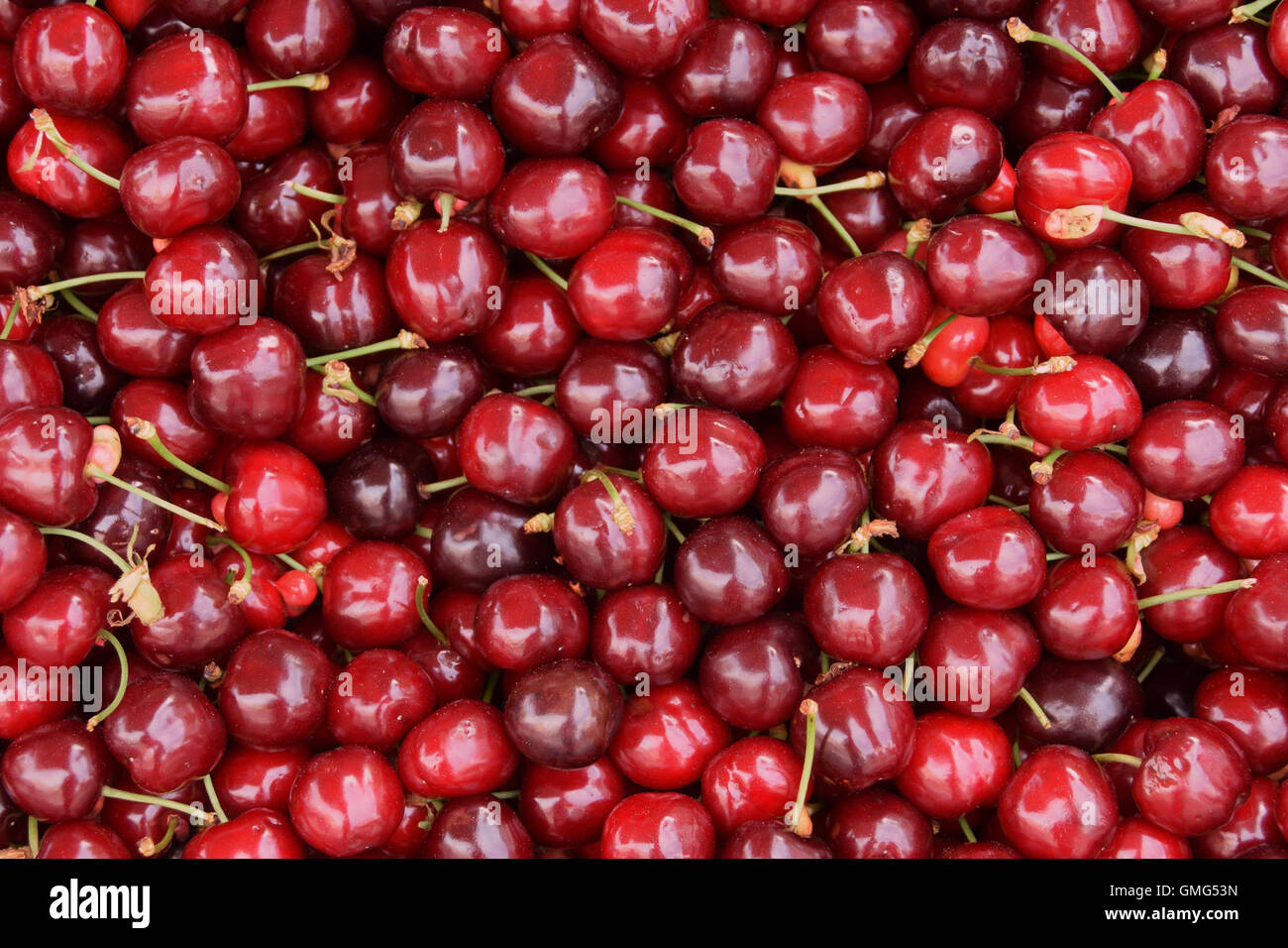 Fresh red cherries background texture. Cherry fruit closeup Stock Photo ...