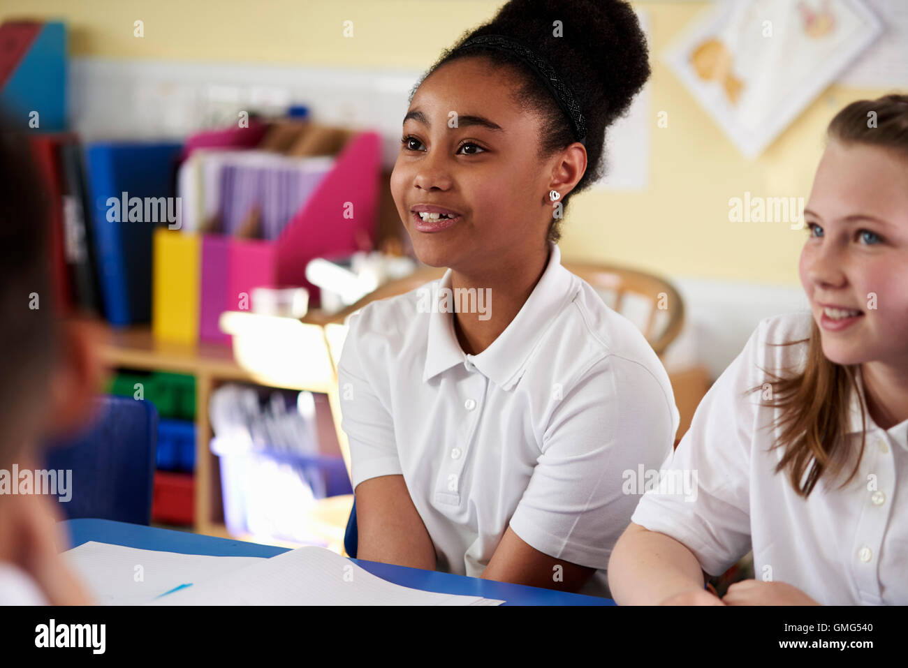 Two Primary School Kids Working In Class High Resolution Stock ...