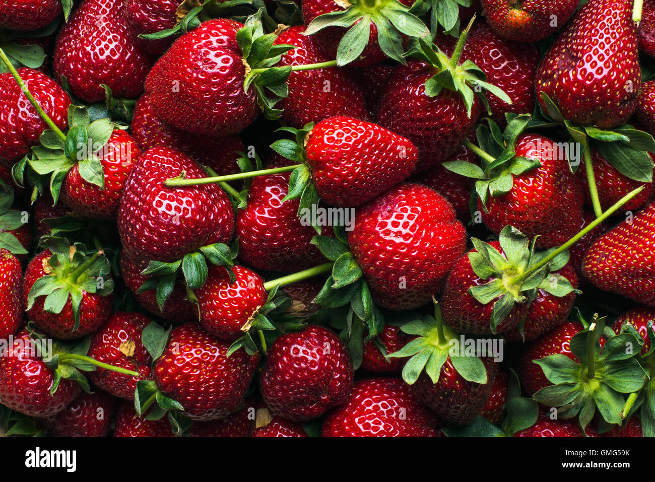 Freshly harvested ripe strawberries, top view Stock Photo - Alamy