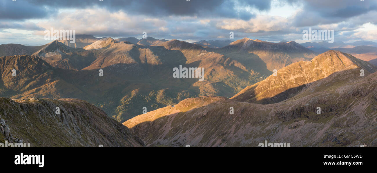 Panoramic view of the Mamores from Sgorr nam Fiannaidh, Scottish ...