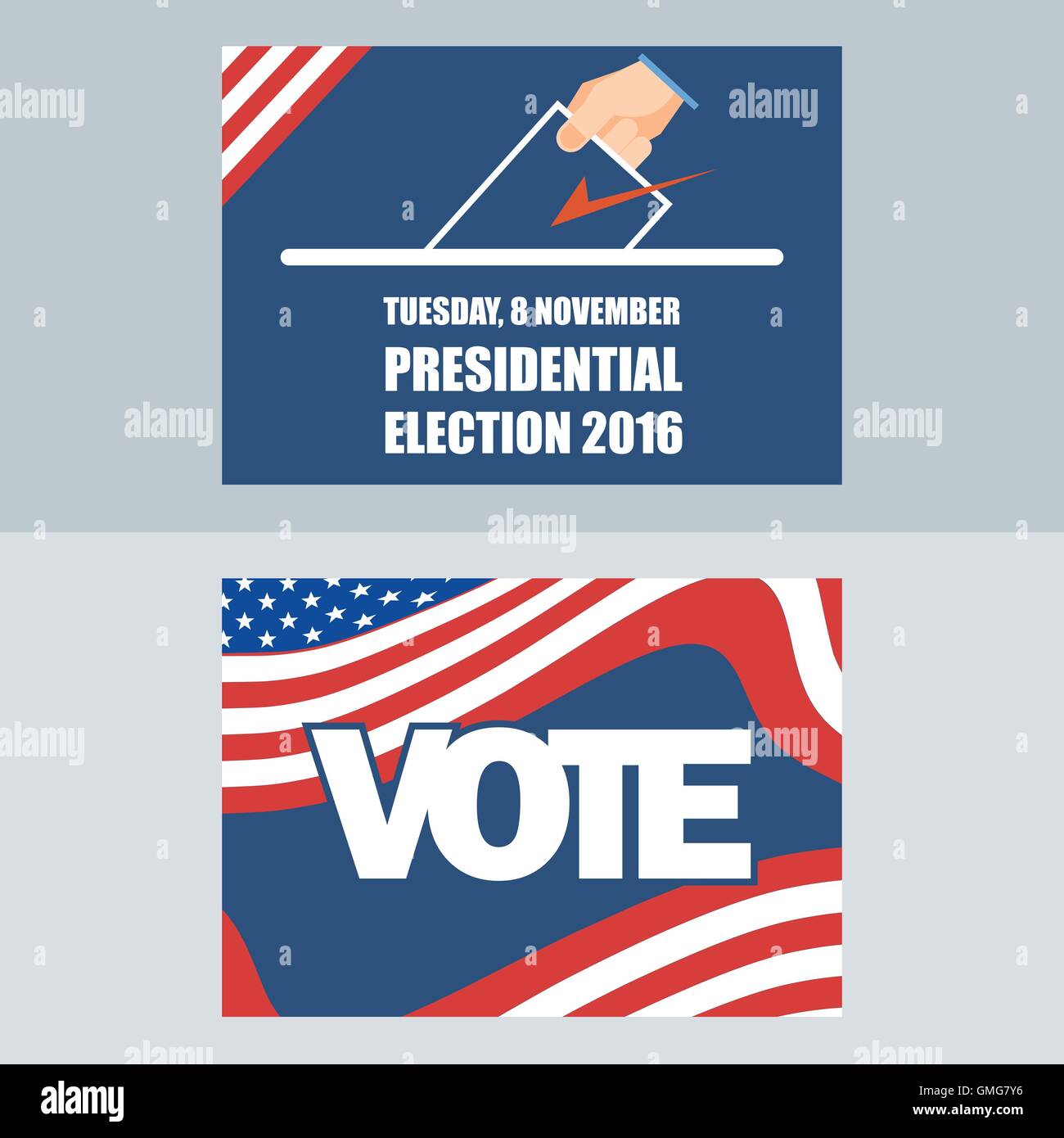 Usa 2016 election card with man hand with ballot. Digital vector image ...