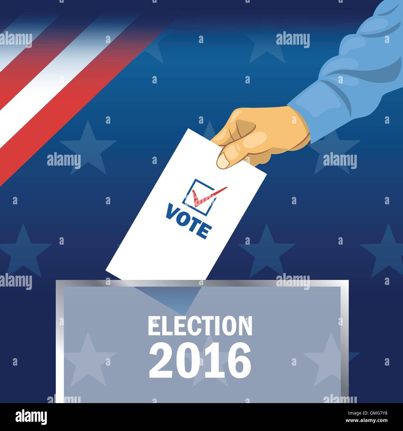 Usa 2016 election card with man hand with ballot. Digital vector image ...
