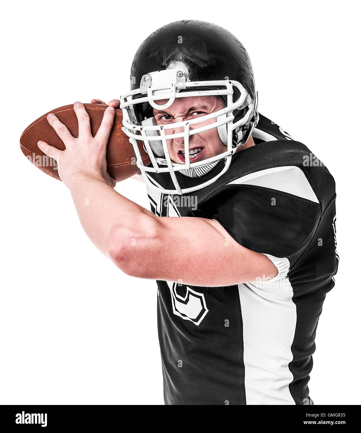 American football player isolated on white background Stock Photo - Alamy