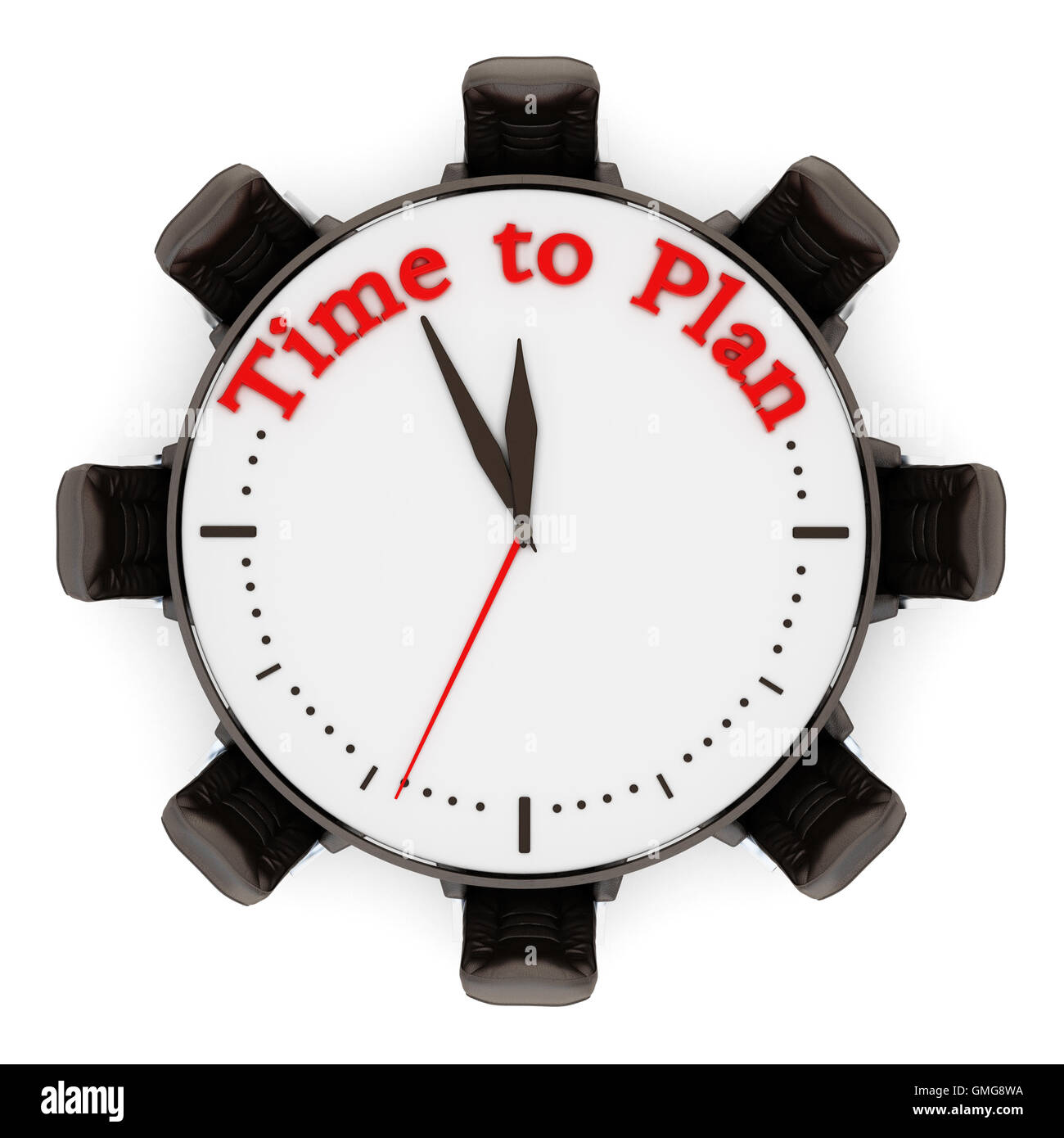 Time to plan sentence on the clock with chairs. 3D illustration Stock ...