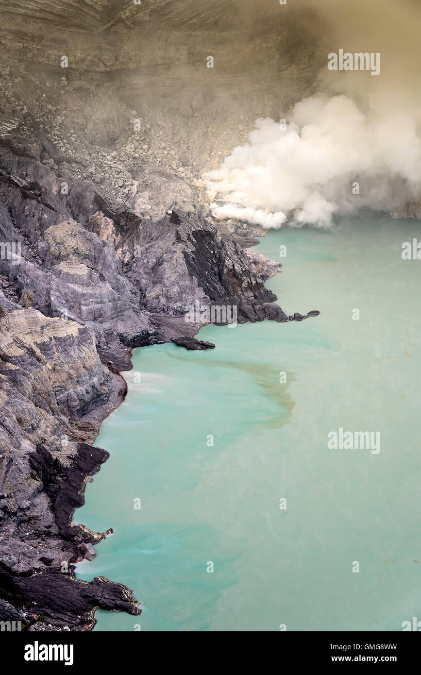 Night visitors at Ijen Volcano and Crater, Java, Indonesia Stock Photo ...