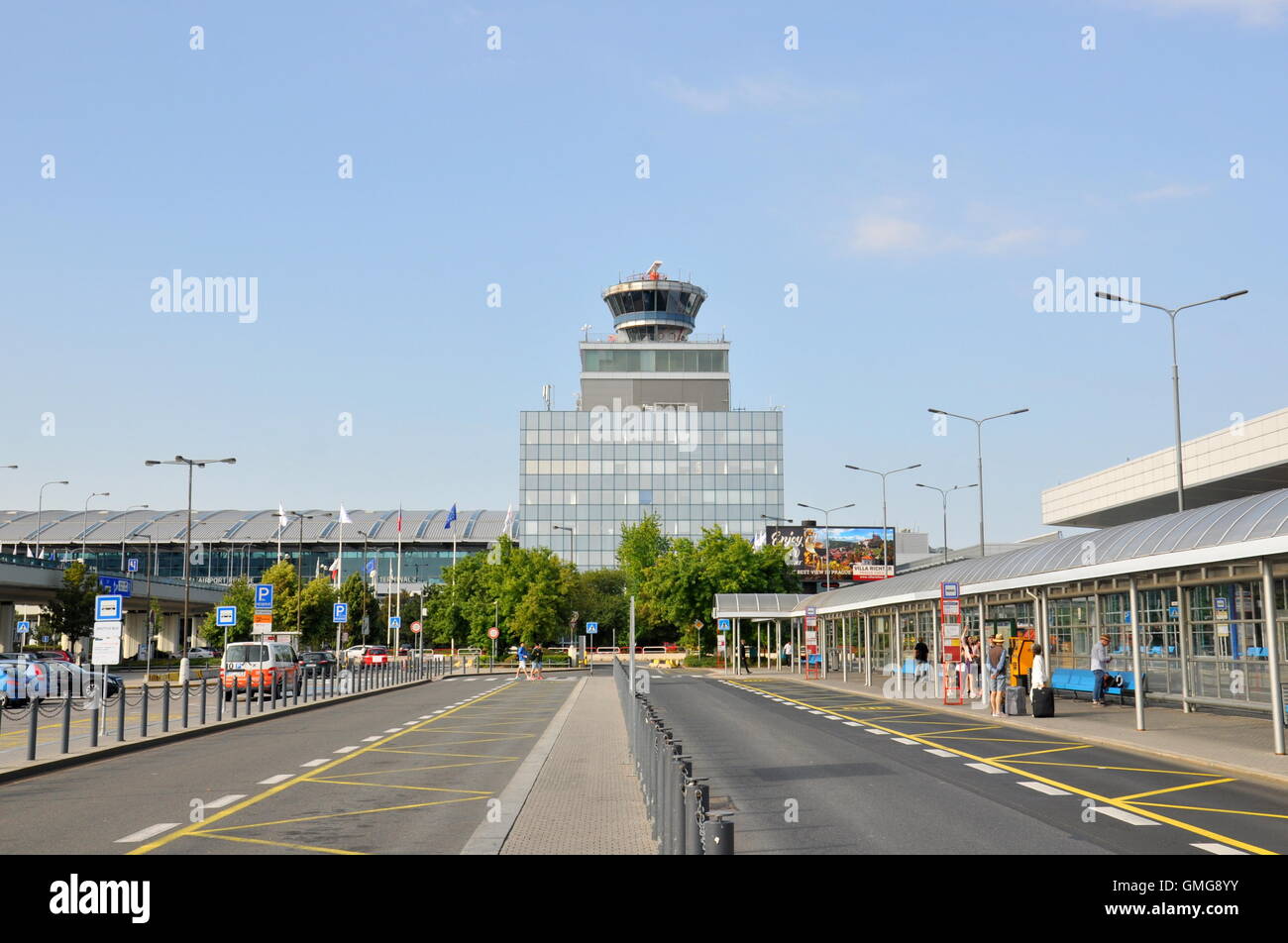 Control tower at the airport, Prague, Ruzyne Stock Photo - Alamy