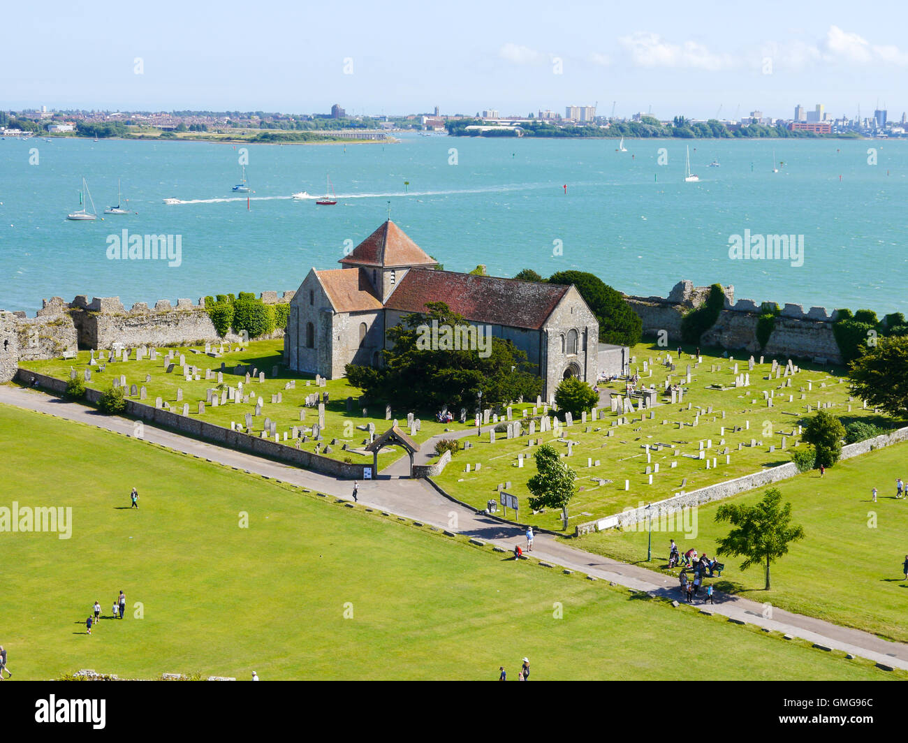 The Norman church of St Mary, within the walls of Portchester Castle ...