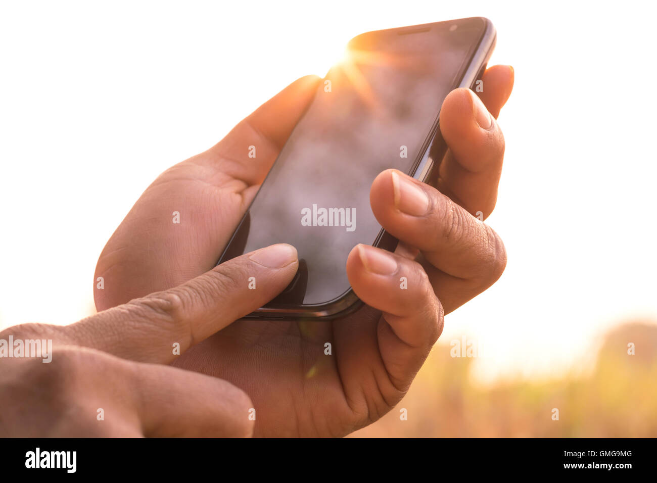 Hand using phone hi-res stock photography and images - Alamy