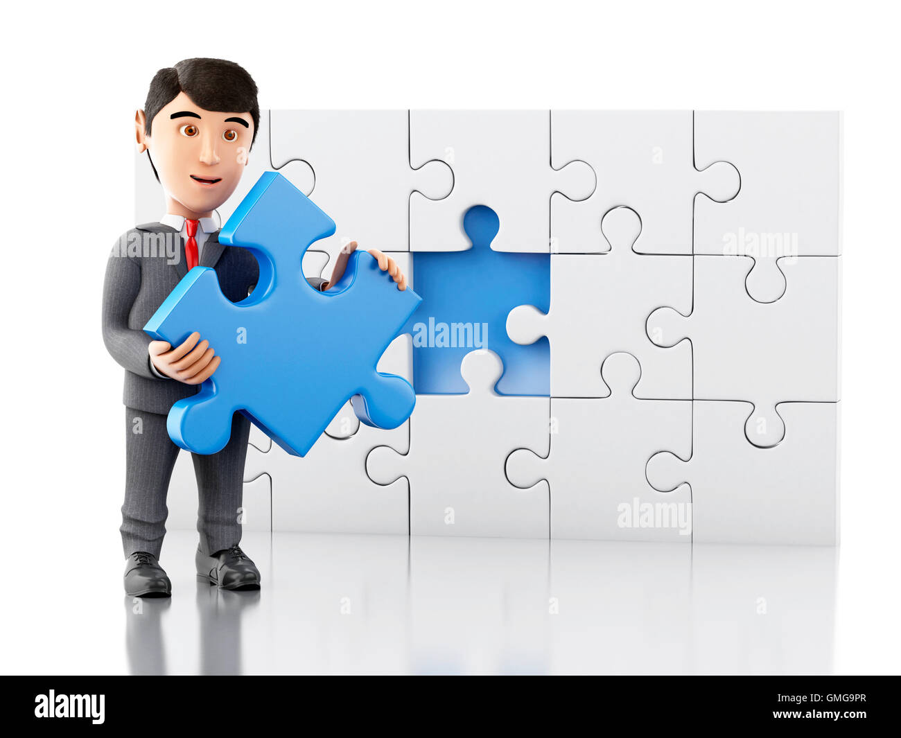 3d Illustration. Businessman with a piece of puzzle. Business and ...