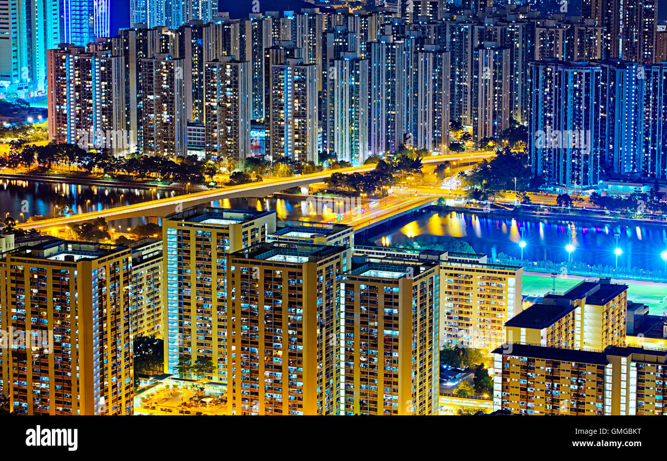The buildings tall in high rise building at night hi-res stock ...