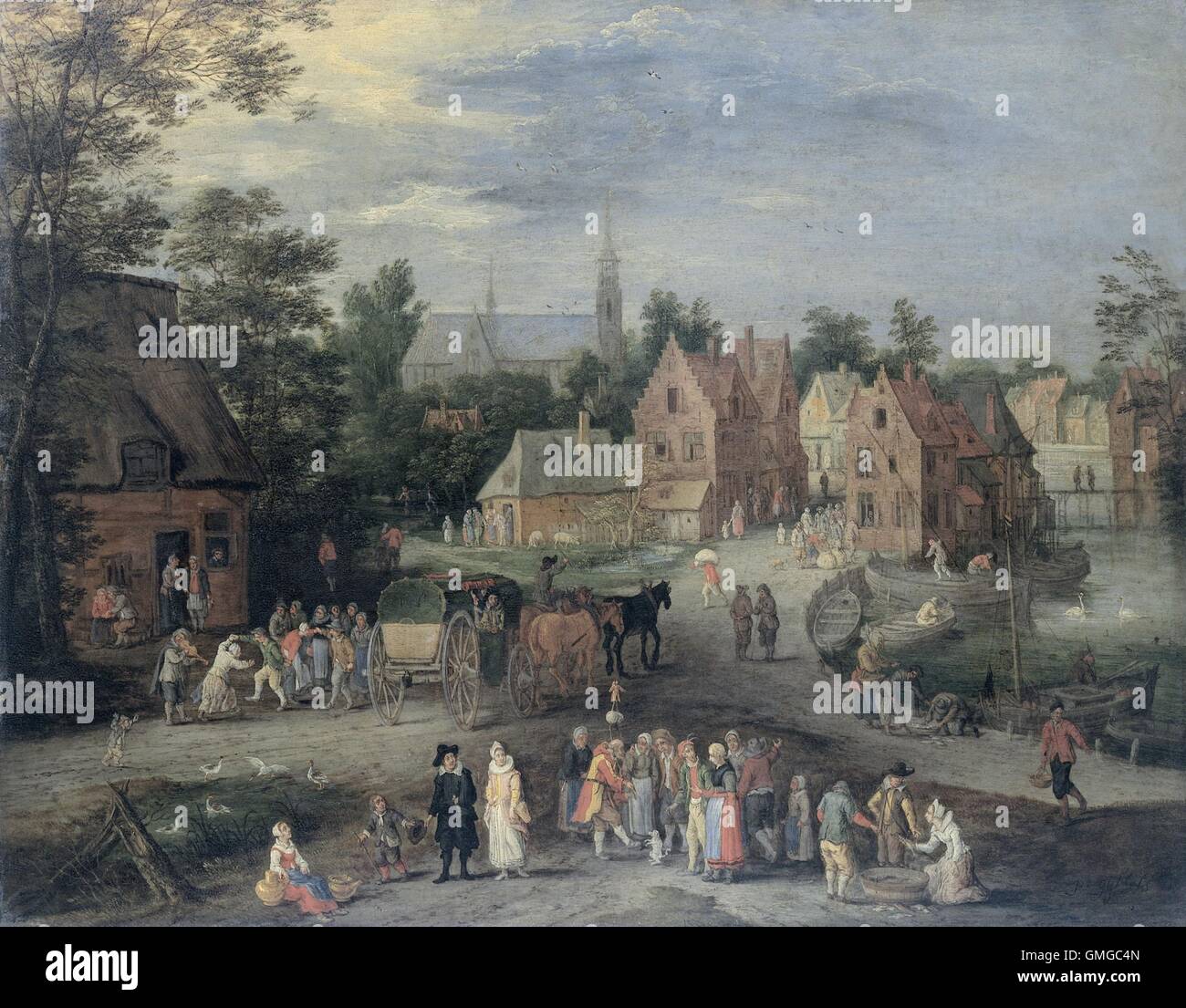 A Village in Flanders, by Pieter Gijsels, 1650-91, Flemish painting ...