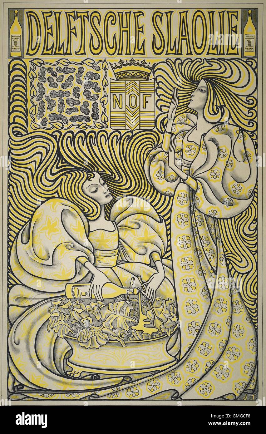 Poster for Delft Salad Oil, by Jan Toorop, 1894, Dutch print, ink on ...