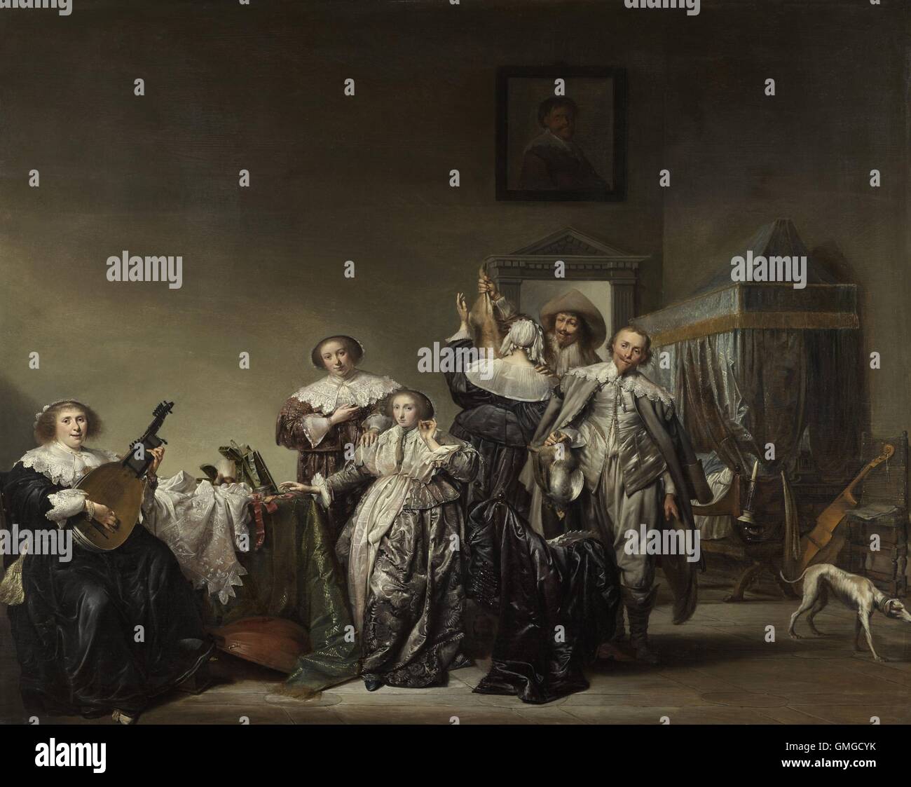 Gallant Company, by Pieter Codde, 1633, Dutch painting, oil on panel ...